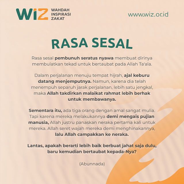 Rasa Sesal – WAHDAH INSPIRASI ZAKAT